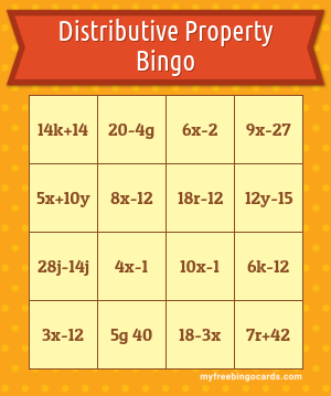 Distributive Property Bingo
