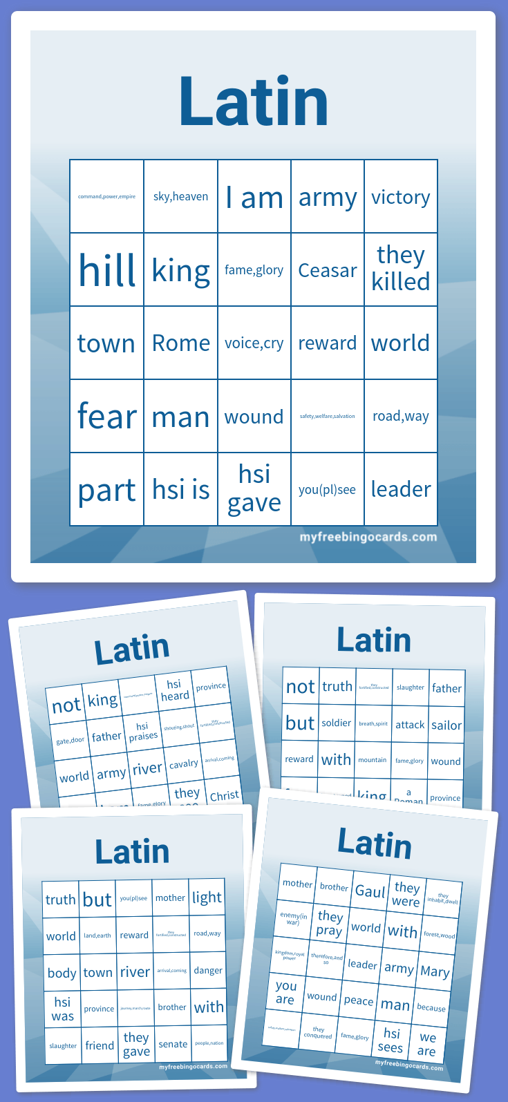 Virtual Latin Bingo