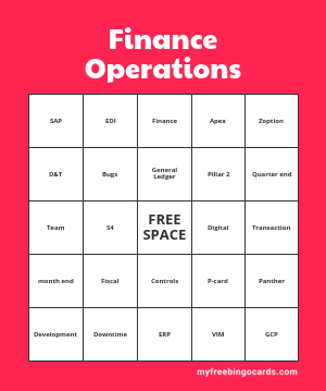 Finance Operations Bingo