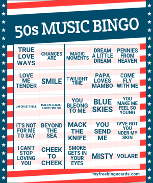 50s MUSIC BINGO