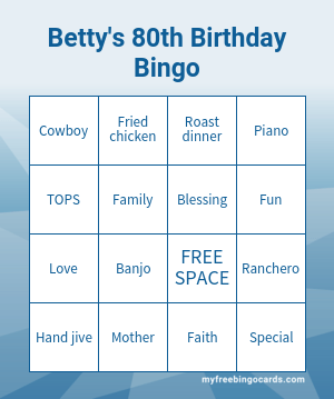 Betty's 80th Birthday Bingo