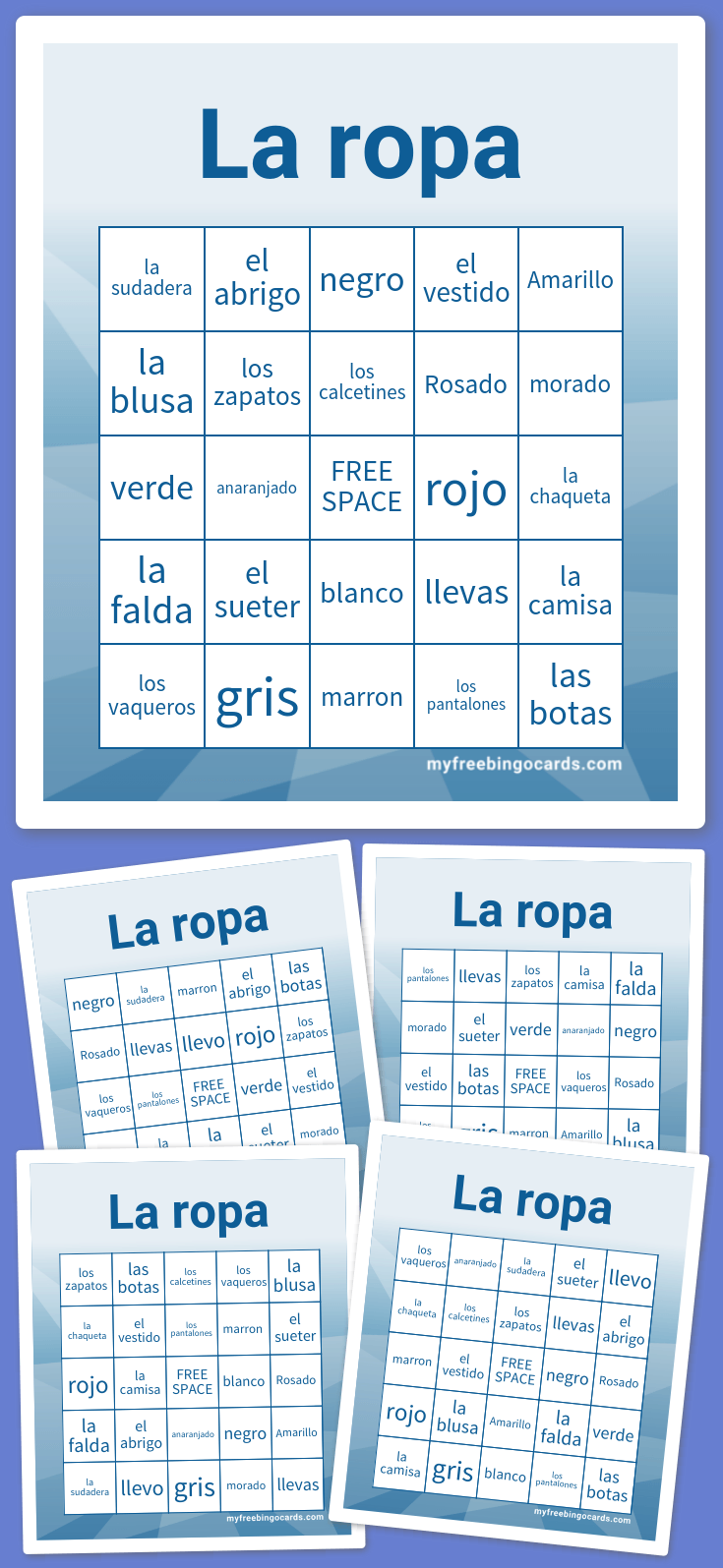 Virtual La ropa Bingo