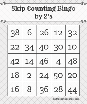 Skip Counting Bingo by 2's