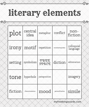 literary elements bingo