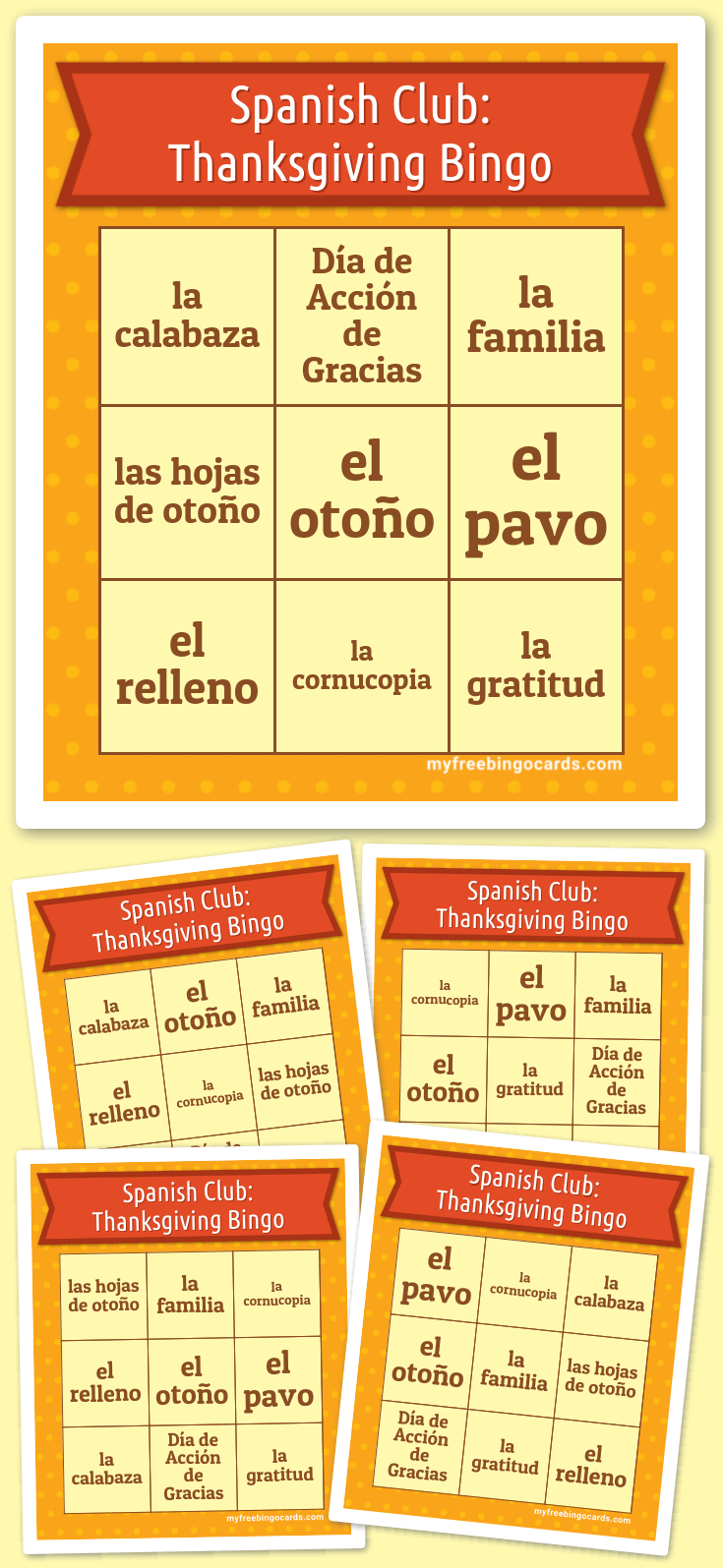 Virtual Spanish Club: Thanksgiving Bingo