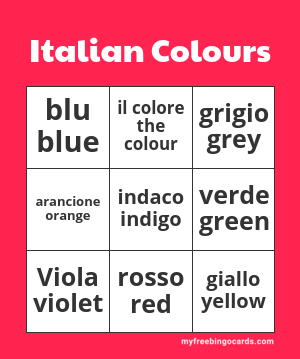 Italian Colours Bingo