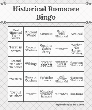Historical Romance Bingo