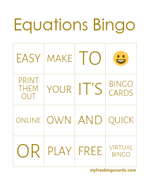 Equations Bingo