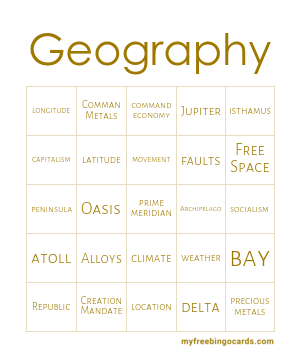 Geography Bingo