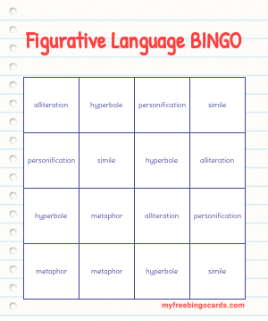 Figurative Language BINGO