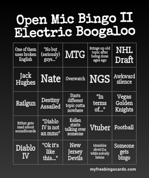Open Mic Bingo II Electric Boogaloo