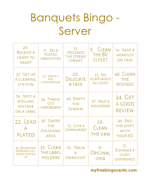 Banquets Bingo - Server