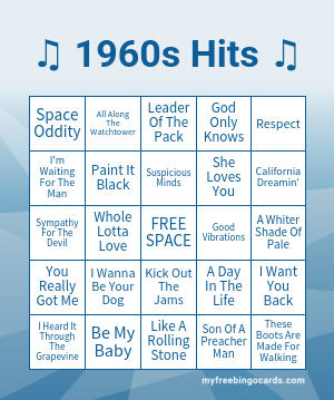 1960s Hits ♫ Bingo