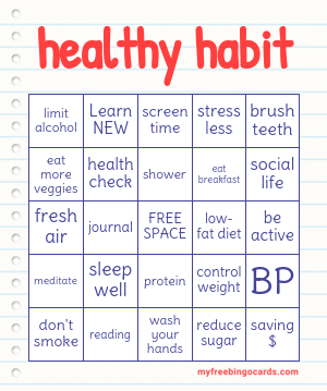 healthy habit bingo