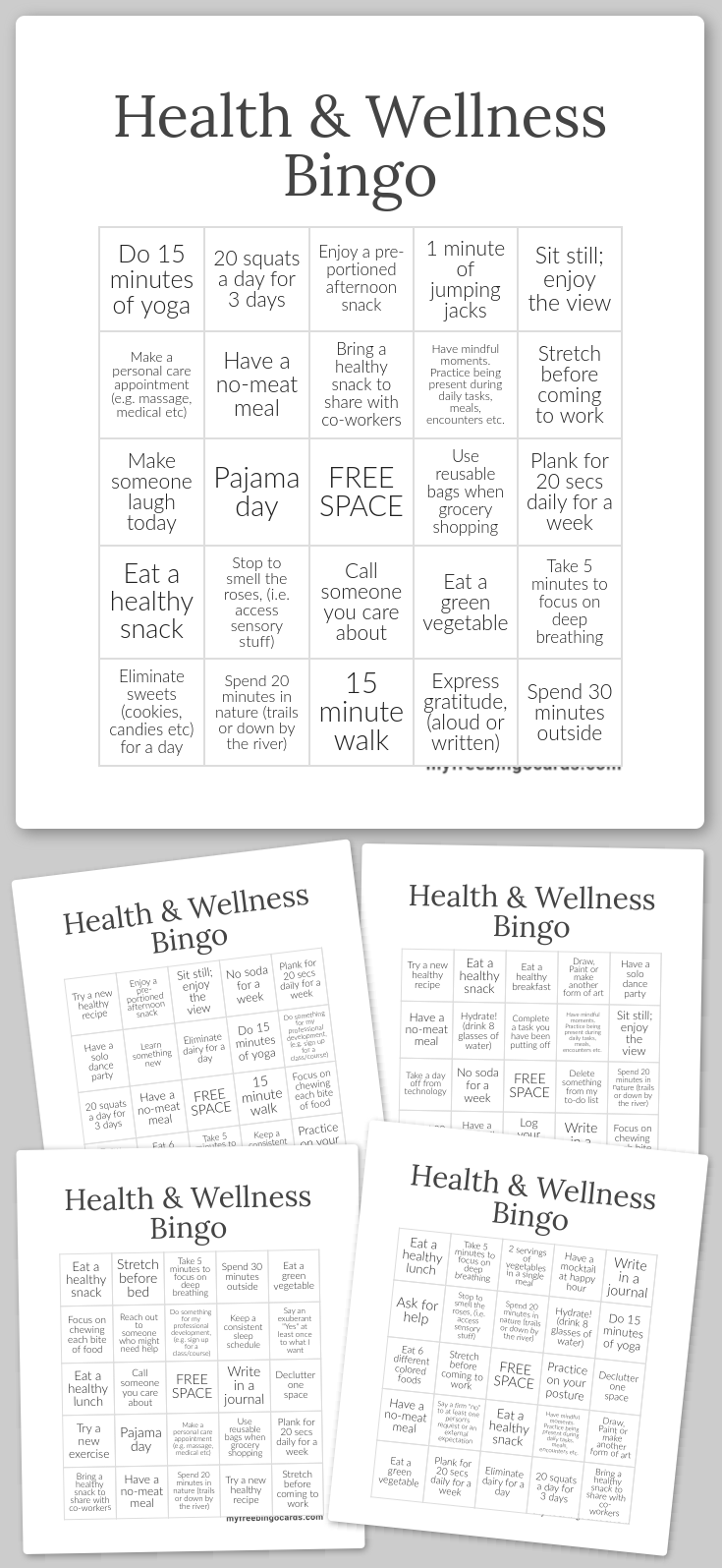 Virtual Health & Wellness Bingo