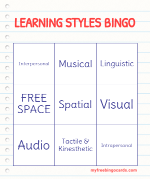 LEARNING STYLES BINGO