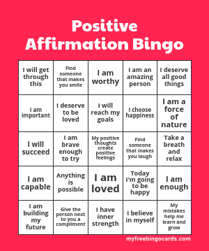Positive Affirmation Bingo