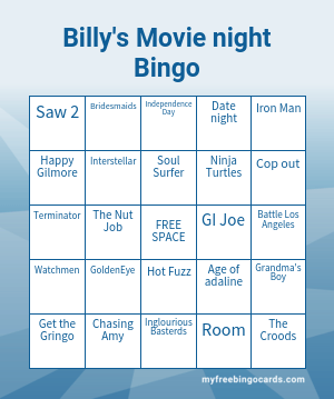 Print 100+ Billy's Movie night Bingo Cards