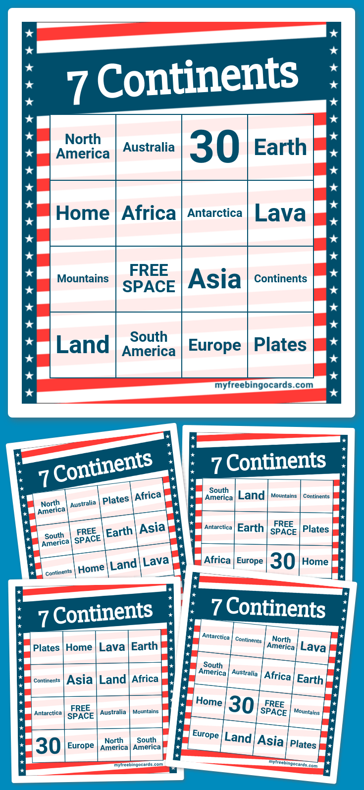 Virtual 7 Continents Bingo