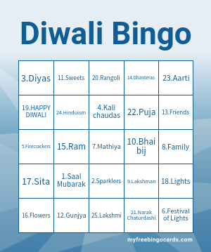 Print 100+ Diwali Bingo Cards