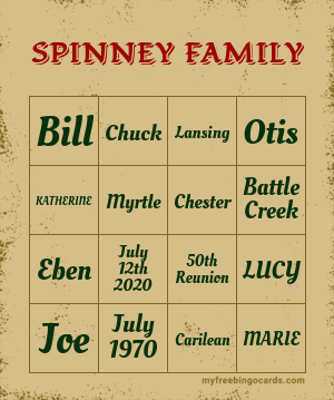 SPINNEY FAMILY BINGO
