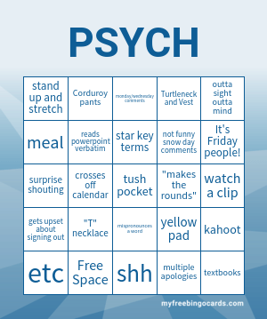 PRINT 100+ PSYCH BINGO CARDS