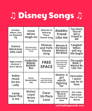 Disney Songs ♫ Bingo