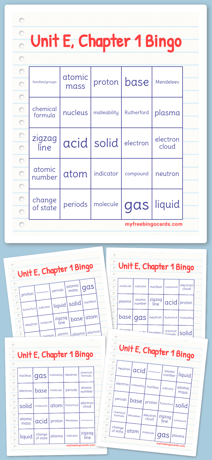 Virtual Unit E, Chapter 1 Bingo