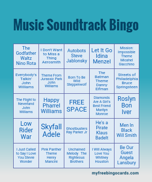 Music Soundtrack Bingo