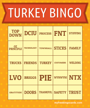 TURKEY BINGO