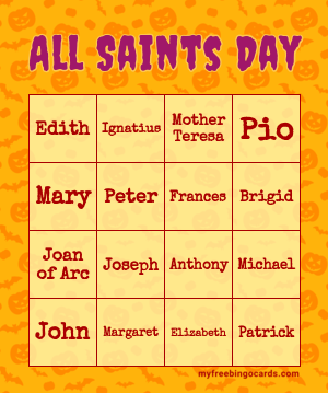 All Saints Day Bingo