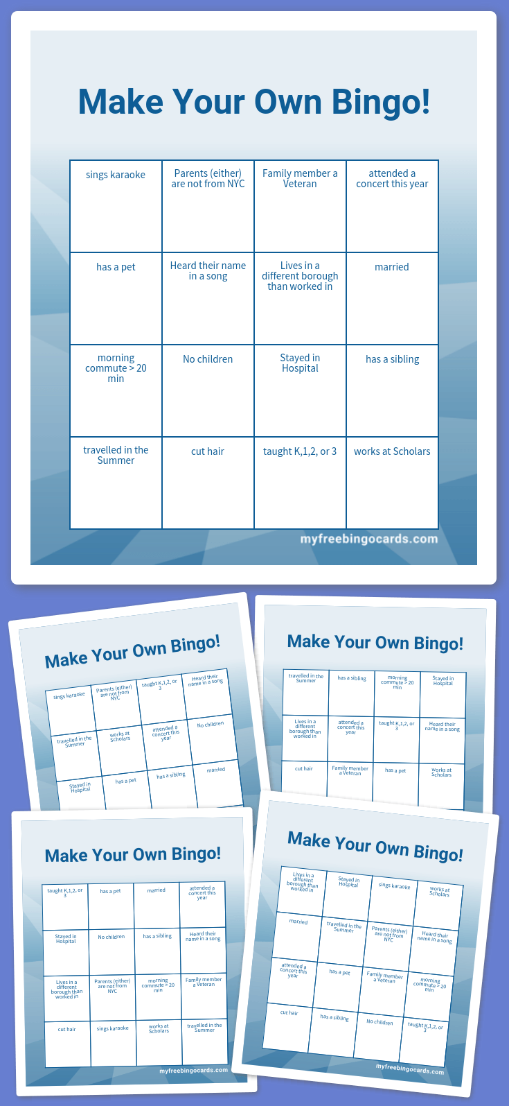 Virtual Make Your Own Bingo!
