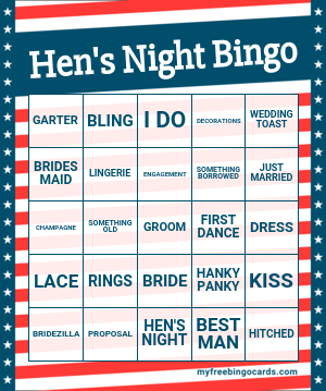 Print 100+ Hen's Night Bingo Cards