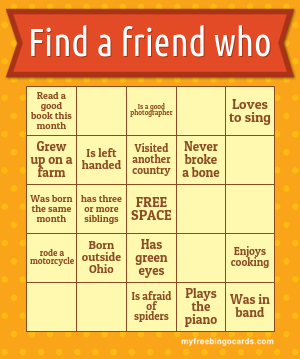 Find a friend who Bingo