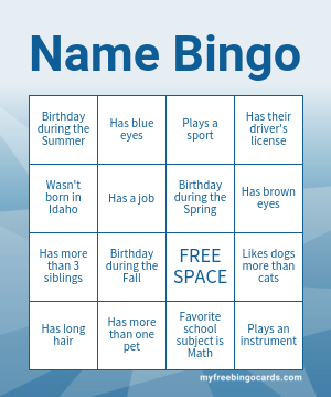 Print 100+ Name Bingo Cards