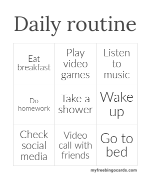 Daily routine Bingo