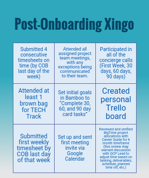 Post-Onboarding Xingo Bingo