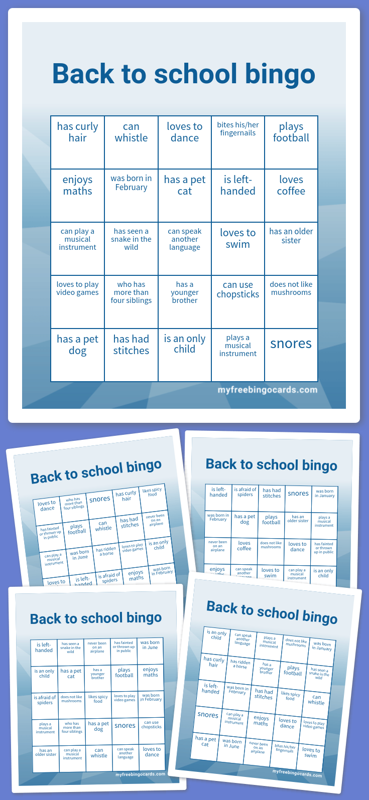 Virtual Back to school bingo