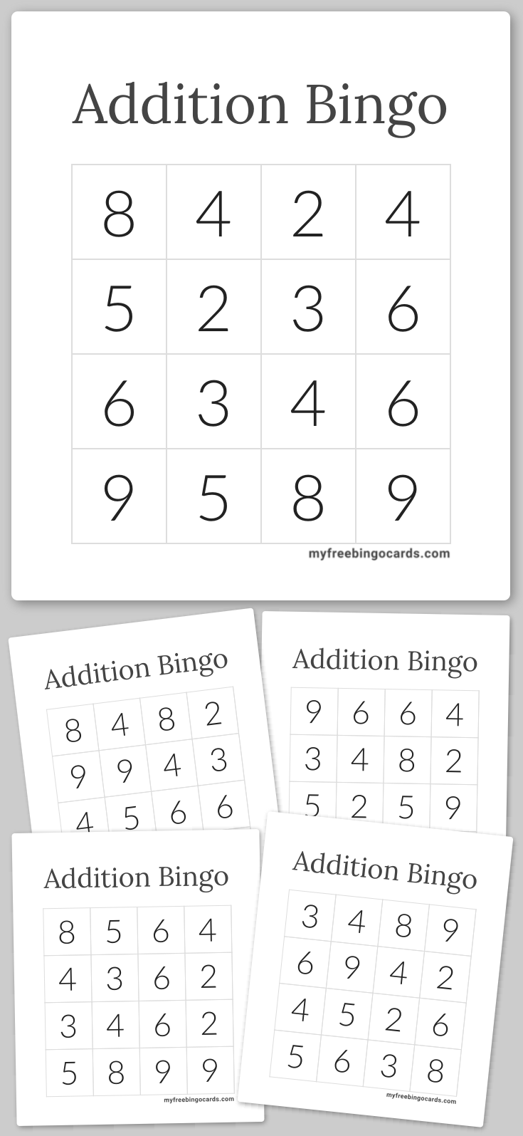 Virtual Addition Bingo