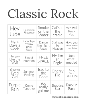 Classic Rock Bingo