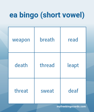 Print 100+ ea bingo (short vowel) cards