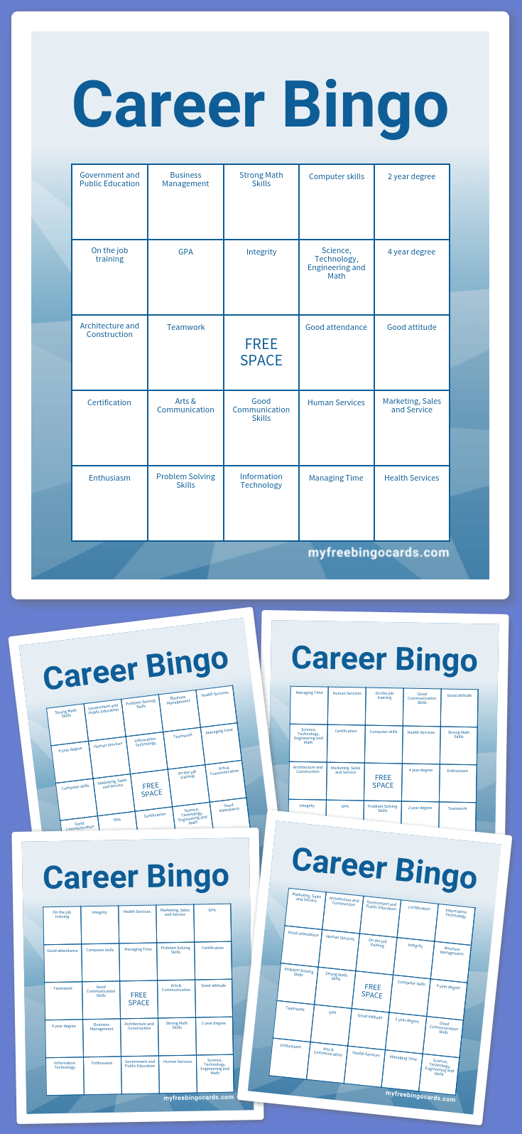 Virtual Career Bingo