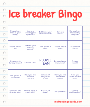 Ice breaker Bingo