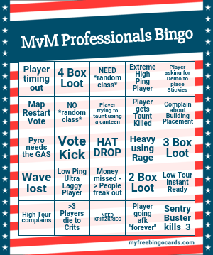 Print 100+ MvM Professionals Bingo Cards