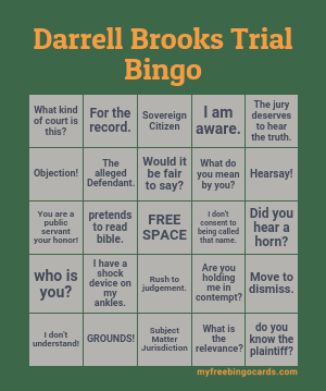 Darrell Brooks Trial Bingo