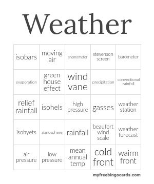 Weather Bingo