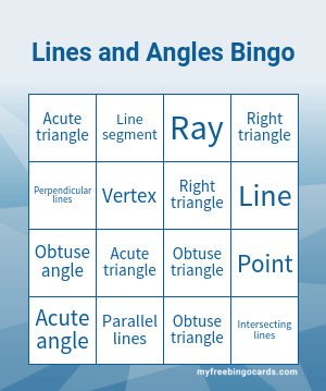 Print 100+ Lines and Angles Bingo Cards