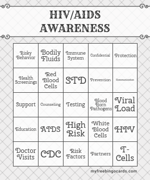 HIV/AIDS AWARENESS BINGO