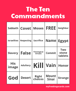 The Ten Commandments Bingo