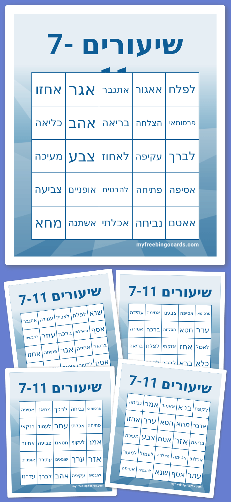 Virtual שיעורים 7-11 Bingo